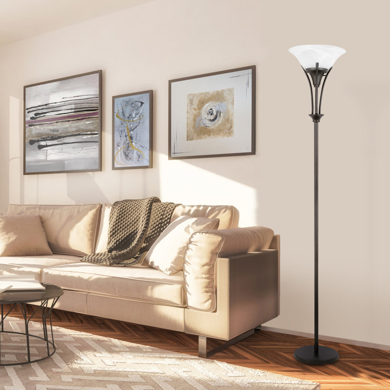 Winston Porter Carlese 70 75 Dark Bronze Torchiere Floor Lamp